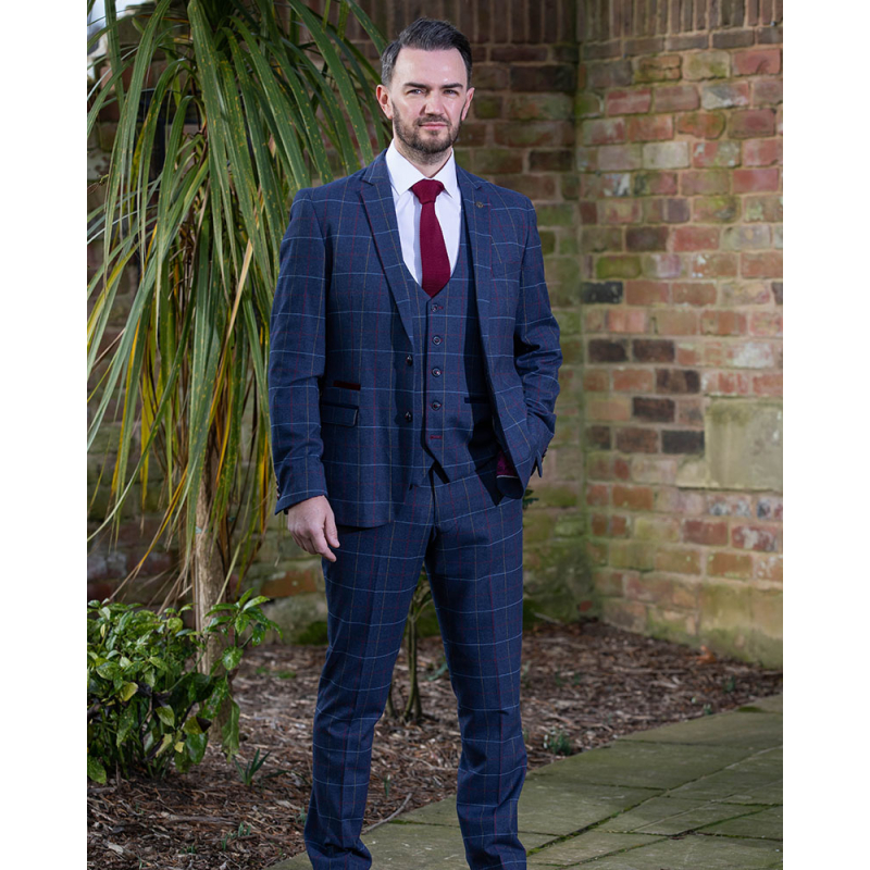 To buy Marc Darcy Drake Navy Check 3pc Suit - Top Mark Suits
