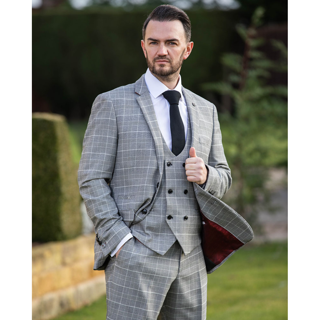 To Hire, Marc Darcy Ross Grey Check (full outfit) - Top Mark Suits