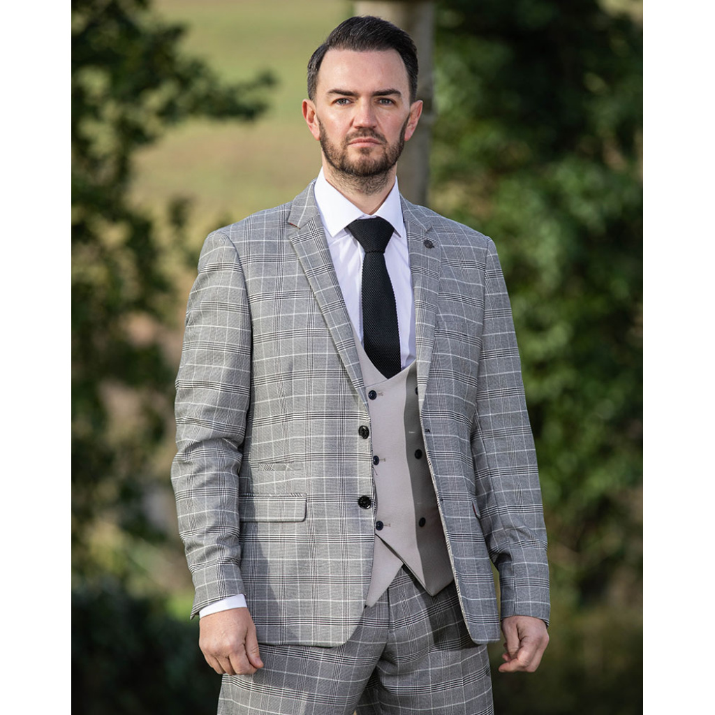 To Hire, Marc Darcy Ross Grey Check (full outfit) - Top Mark Suits